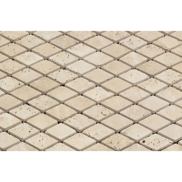 1 x 2 Tumbled Ivory Travertine Diamond Mosaic Tile – amanosstone