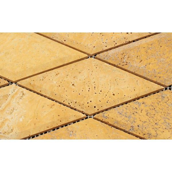 3 x 6 Honed Gold Travertine Deep-Beveled Diamond Mosaic Tile – amanosstone