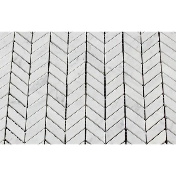 Bianco Carrara Honed Marble Mini Chevron Mosaic Tile – amanosstone